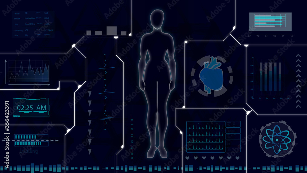 16:9 hud interface,futurastic human body,hud biology elelemt,Display ...