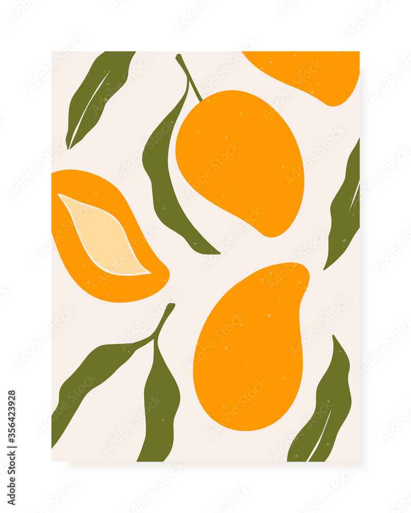 Stylish vector cover design with mango fruits. Composition of trendy ...