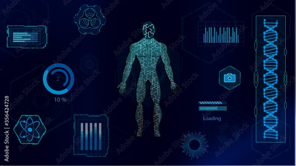 16:9 hud interface,futurastic human body,hud biology elelemt,Display ...