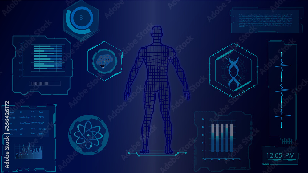 16:9 hud interface,futurastic human body,hud biology elelemt,Display ...