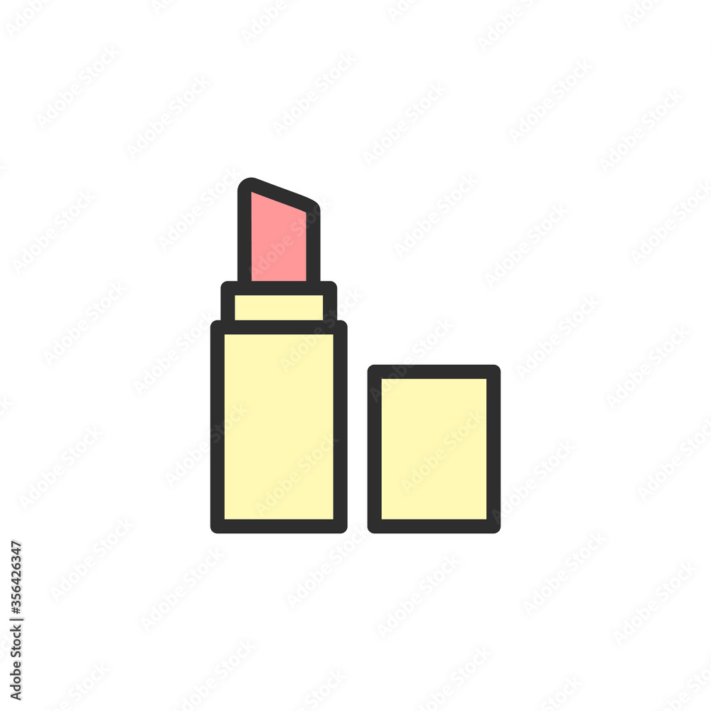 Lipstick, cosmetic icon. Simple color with outline vector elements of ...