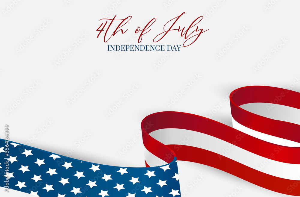 4th of July banner background. Waving United States of America national ...