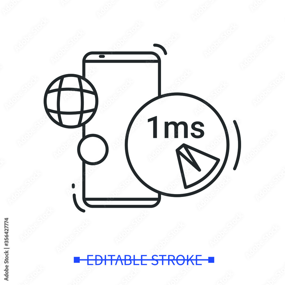 5g millisecond latency icon. Fifth generation internet speed. Fast web ...