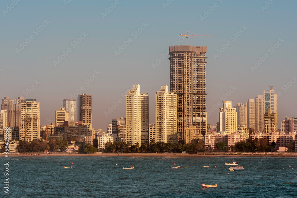 Beautiful skyline Mumbai city, In the middle of the ocean Stock Photo ...