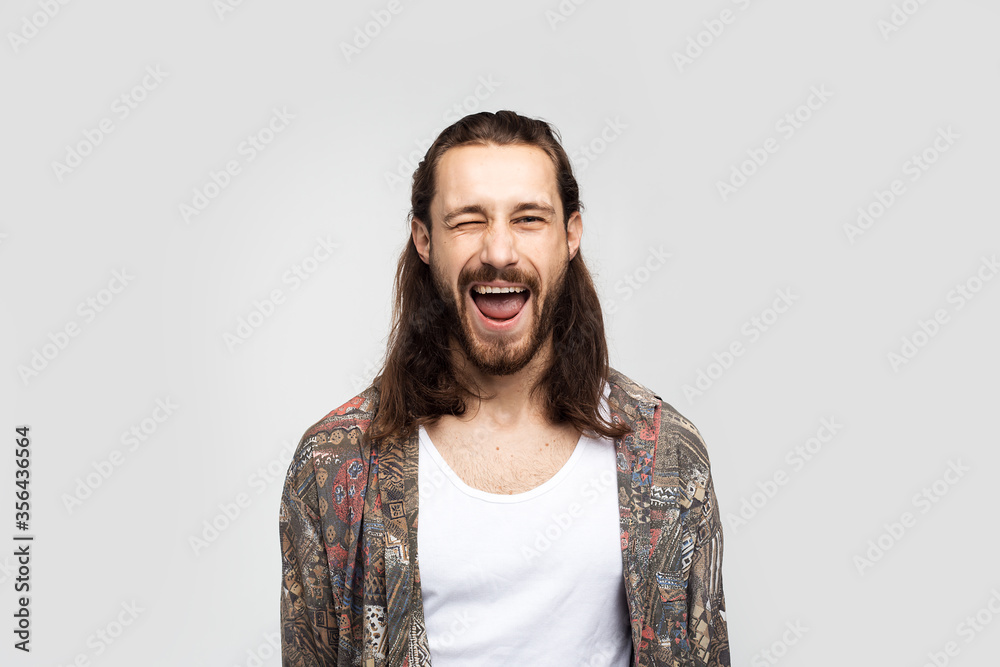 Winking and flirting gesture, one-click, seducer and lascivious guy ...