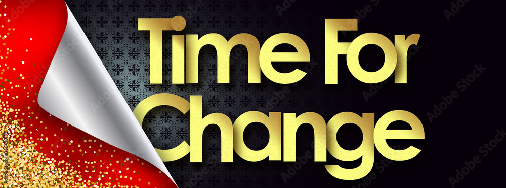 Time For Change in black background and golden stars Stock Photo ...