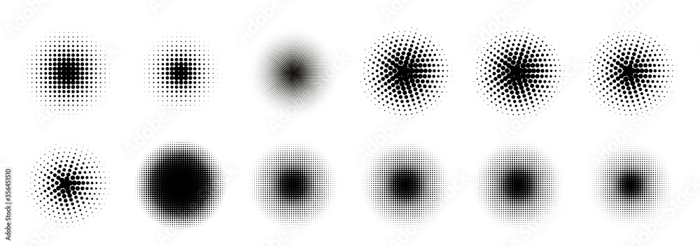 12 Halftone Circle BIG Set. Popart grange clipart. Abstract round ...