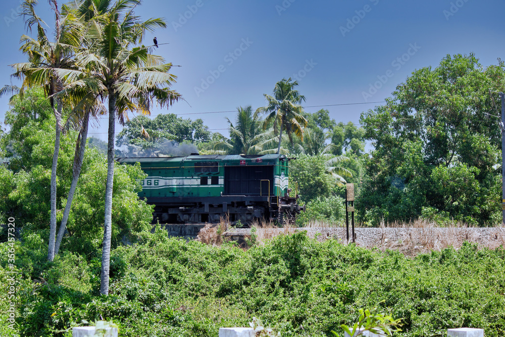 Indian train engine goes through a forest area in Kerala, India Stock ...
