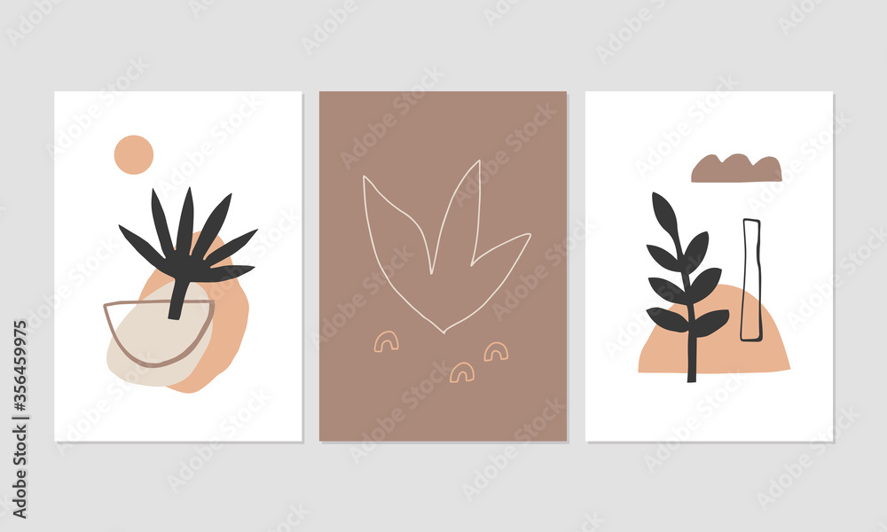 Set of 3 modern aesthetic posters for home decor, invitation, greeting ...