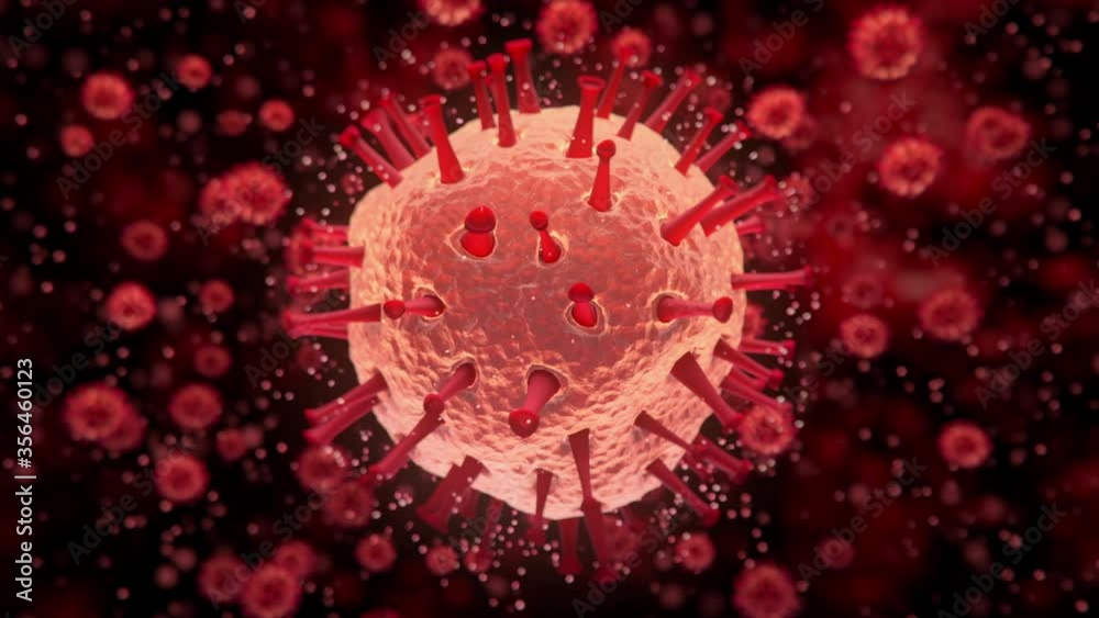 Virus. Microbes red background. Allergy bacteria microorganism ...