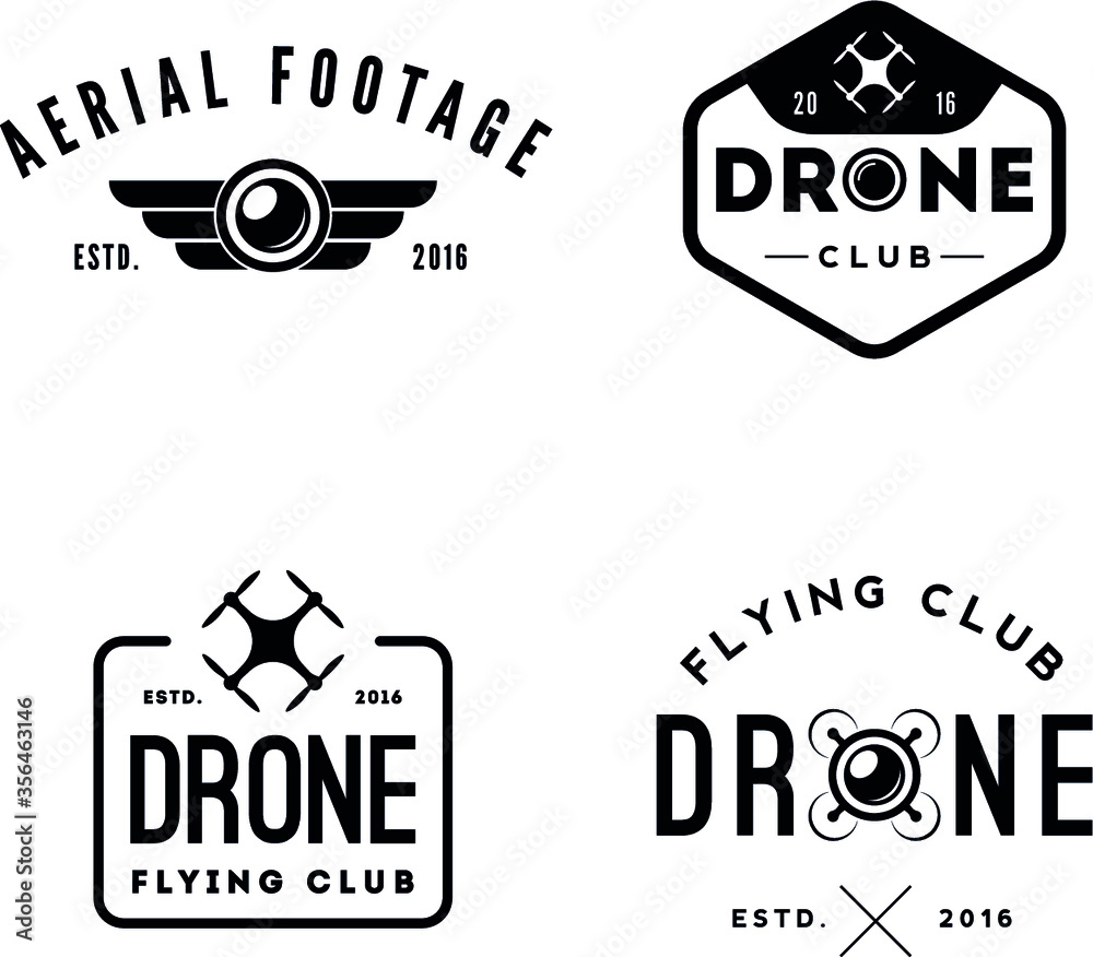 Vector set of drone flying club labels and badges Stock Vector | Adobe ...