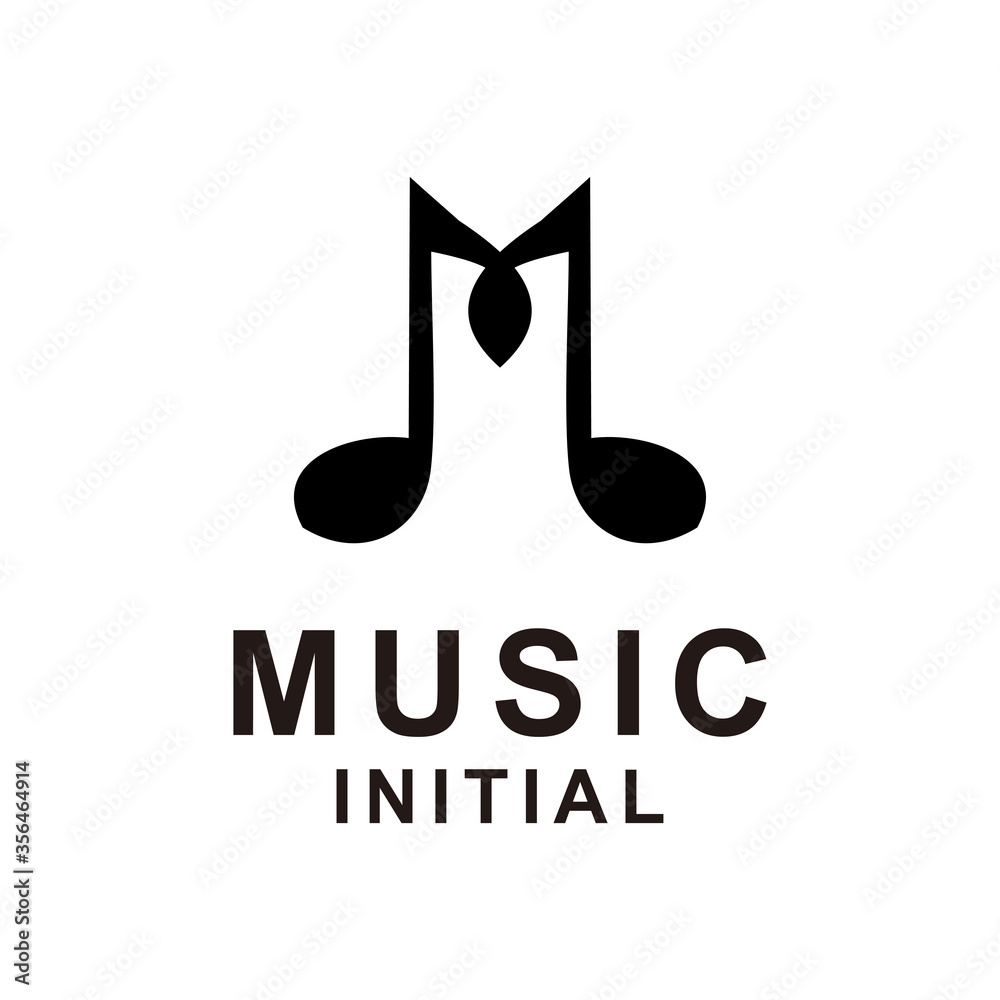 note for music with initial m logo design Stock Vector | Adobe Stock