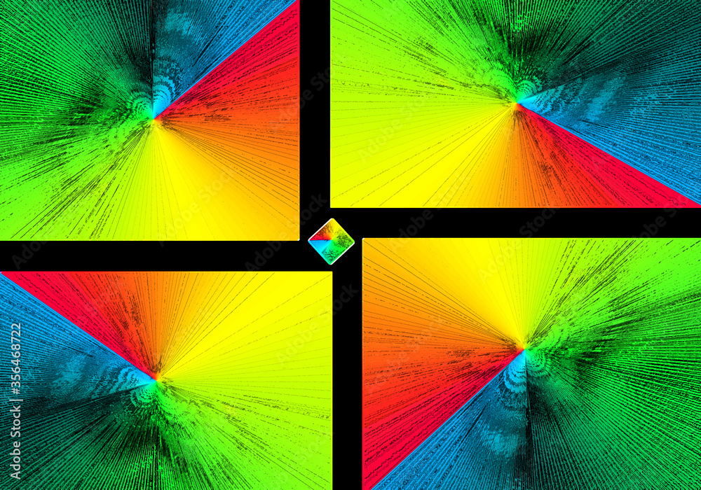 Diseño de colores rojo, amarillo, verde y azul en cuatro rectángulos ...