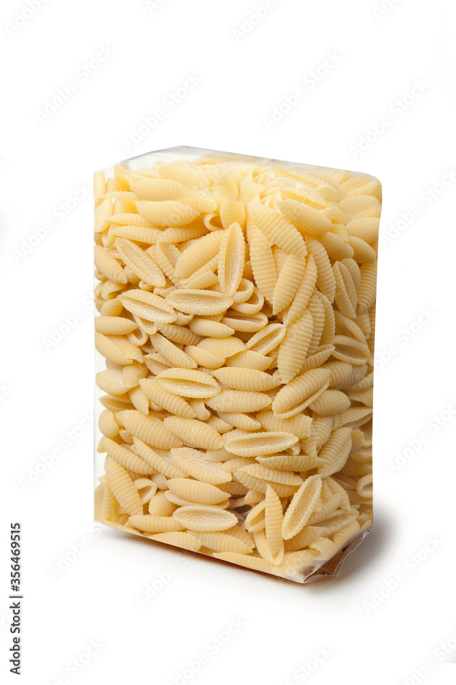 pasta packaging isolated on white background - gnocchetti sardi Stock ...