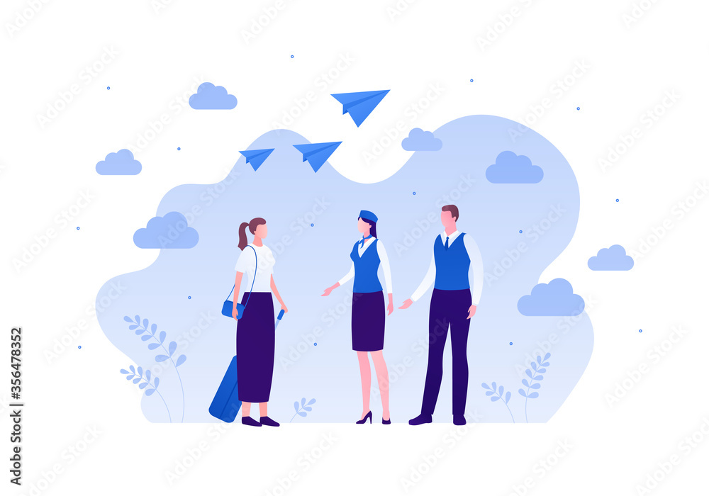 Airline crew team concept. Vector flat person illustration. Man and ...
