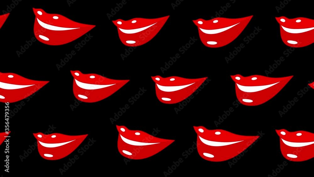 Hand drawing animation animated lips kiss. Cartoon looping animation in ...