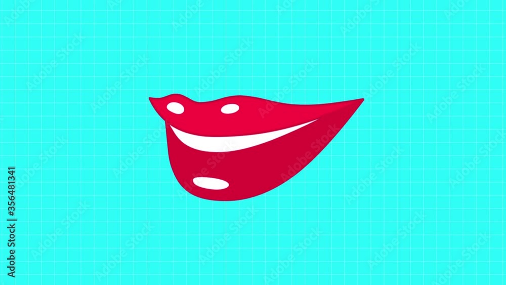 Hand drawing animation animated lips kiss. Cartoon frame by frame ...