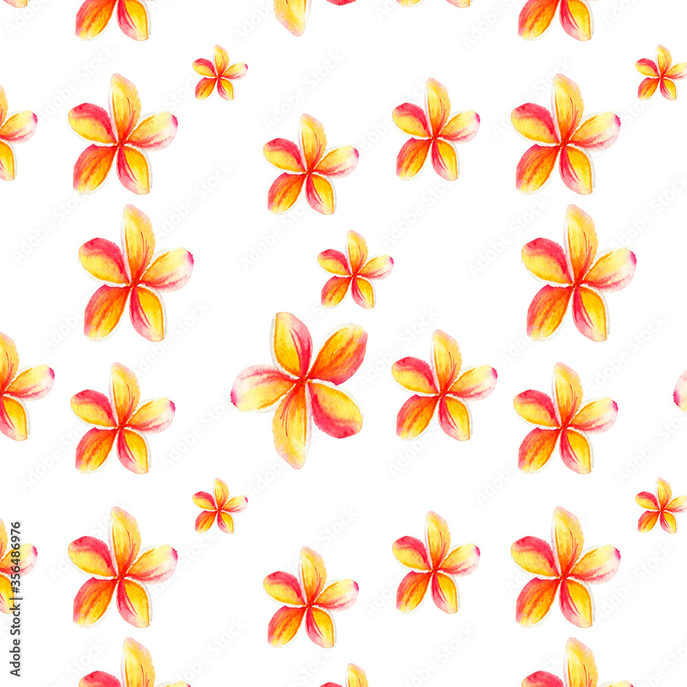 Watercolor pattern with tropical plumeria flower, suitable for ...