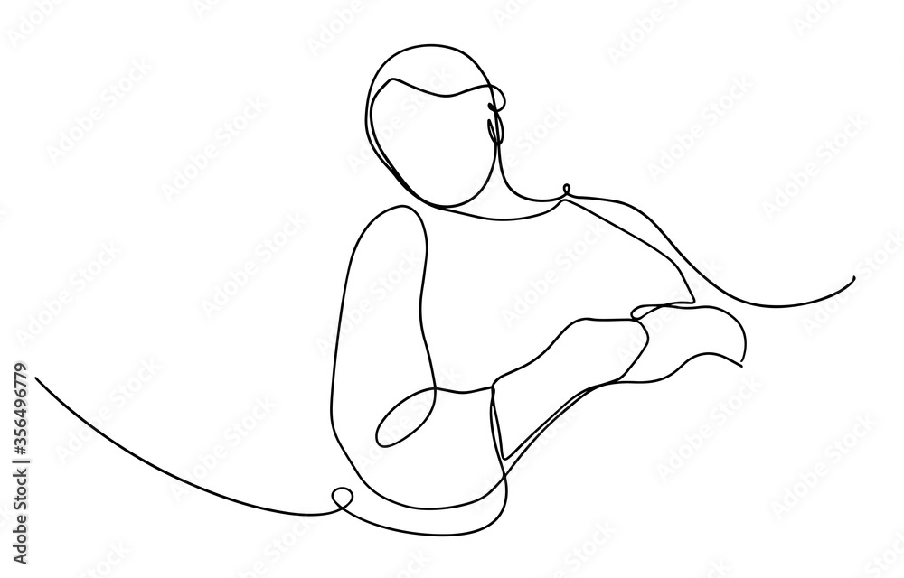 woman laying down and feeling sick one line vector drawing ...