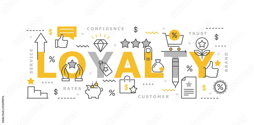 Loyalty program. Vector illustration of loyalty program with icons for ...