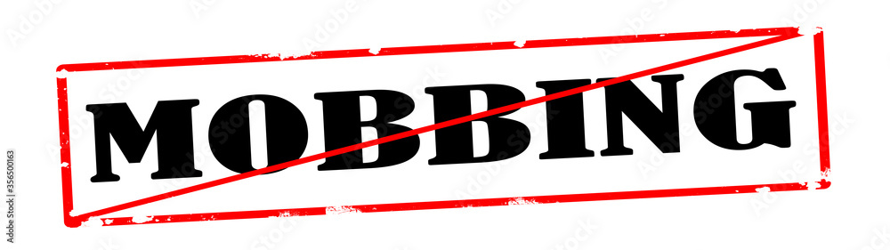 Stopp MOBBING Banner - Roter durchestrichener Stempel, isoliert auf ...