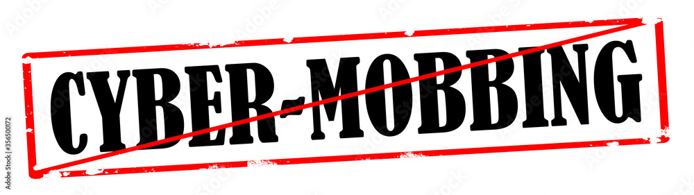 Stopp CYBER-MOBBING Banner - Roter durchestrichener Stempel, isoliert ...