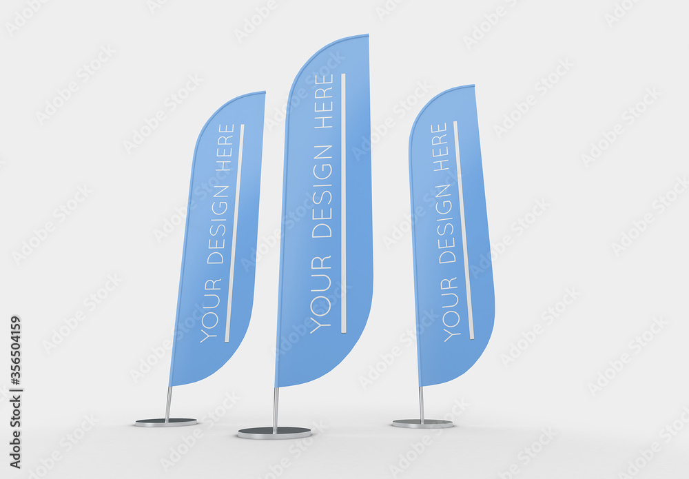 3 Advertising Flags Mockup with Editable Background Stock Template ...