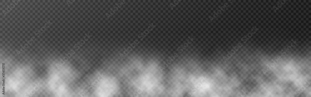 Fototapeta Smoke or fog wide banner template. White clouds on ...