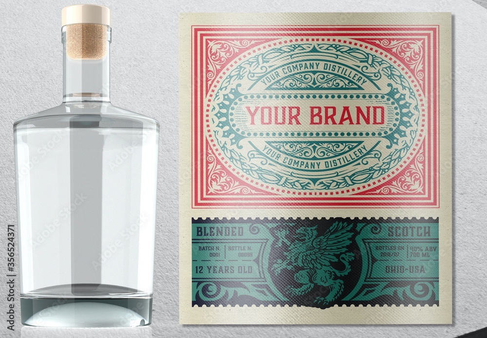 Vintage Liquor Label Packaging Layout Stock Template | Adobe Stock