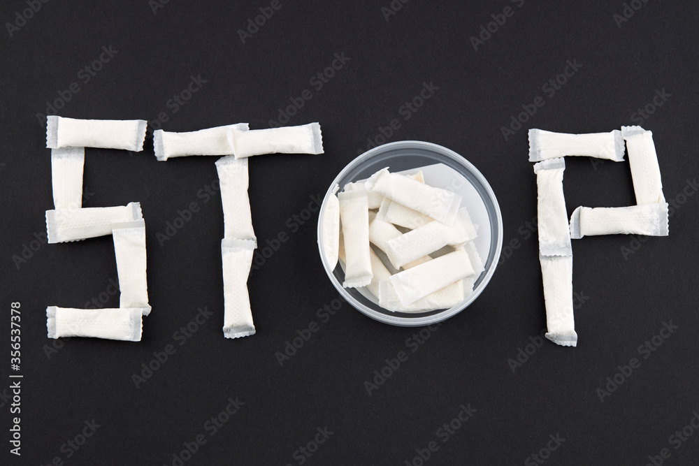 word stop made by snus nicotine tobacco product. no smoking concept ...