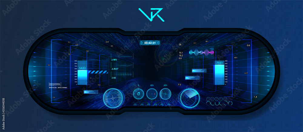 Volumetric space of virtual reality with Head-up display design in HUD ...