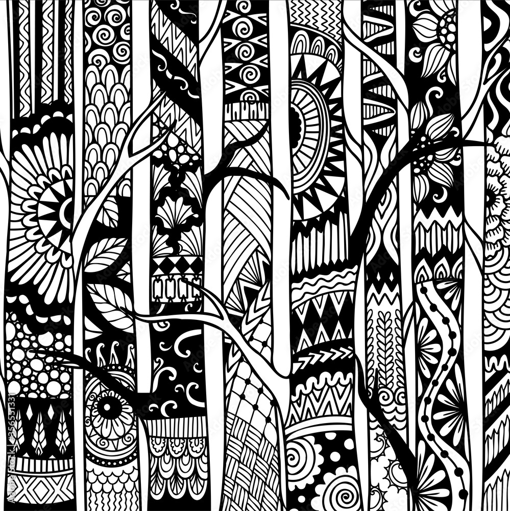 Line art of birch trees for printing on project, coloring book and so ...