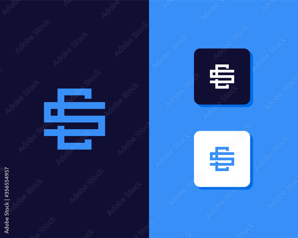 Letters S and C or SC line logo design. Linear minimal stylish emblem ...