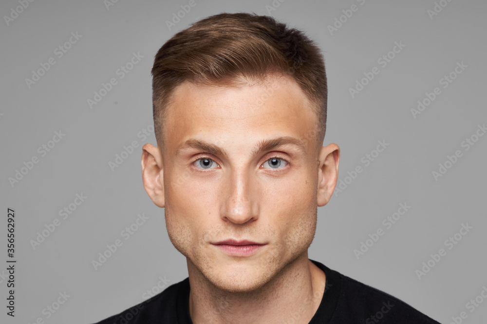 Facial skin care. Male model with a natural face. Cosmetic procedures ...