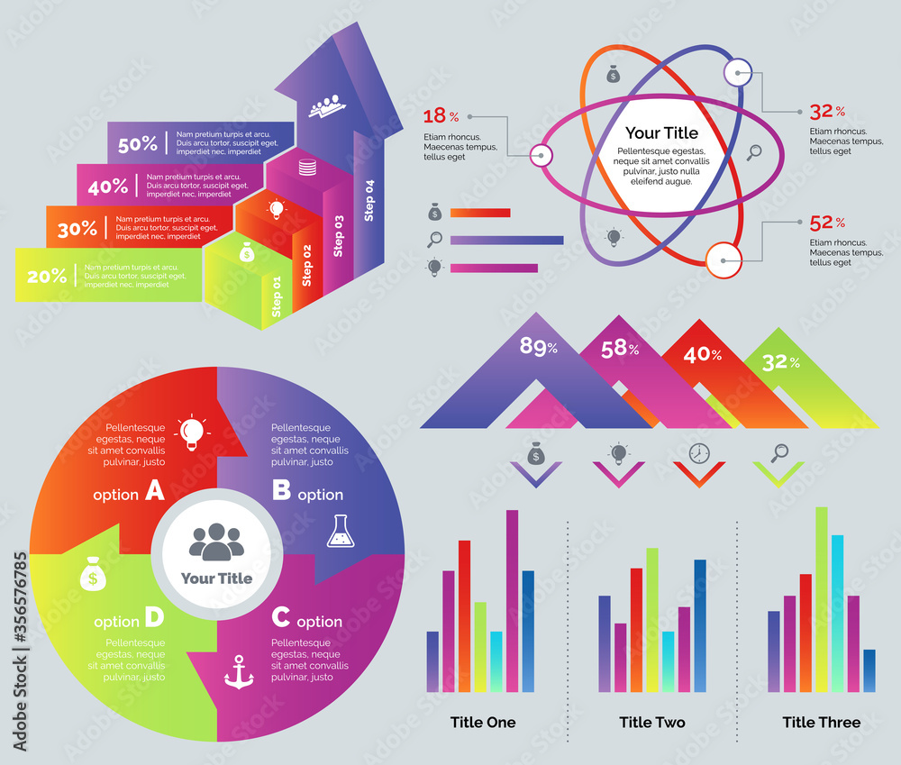 Percentage diagram set. Can be used for infographic design, statistics ...