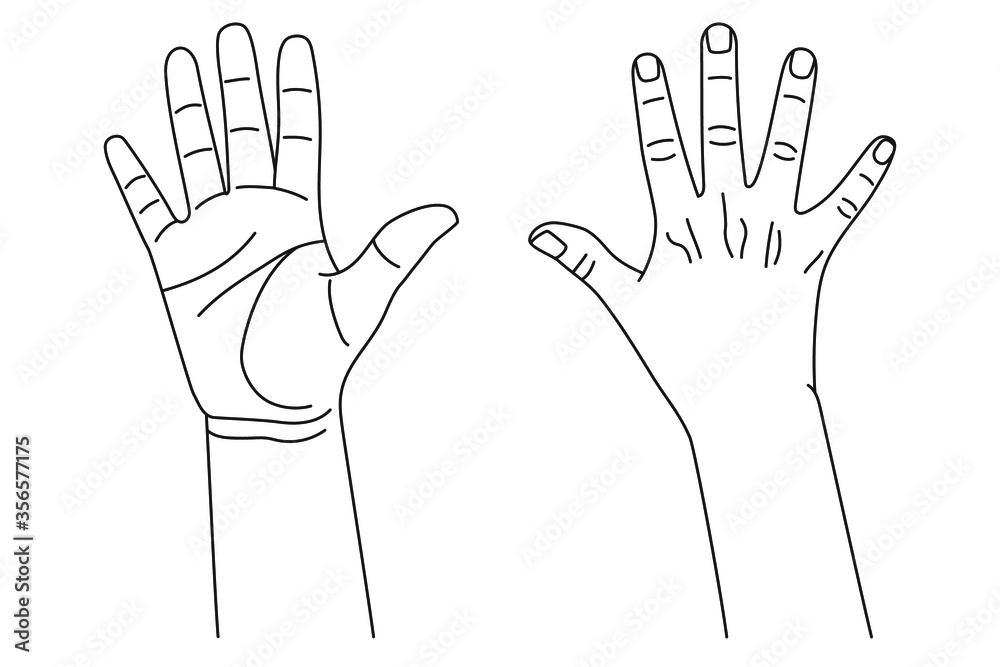 Number five, hand gesture in various sides view. Concept of finger ...