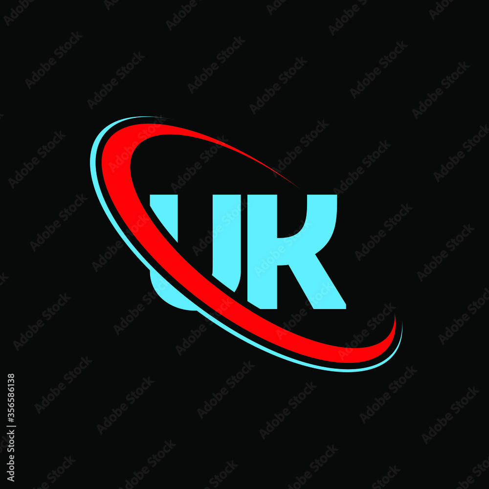 UK U K letter logo design. Initial letter UK linked circle uppercase ...