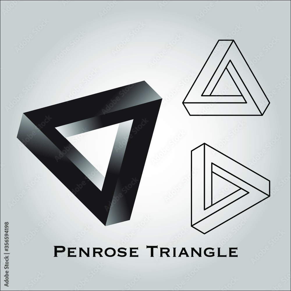 Optical Illusion Triangle Icon Penrose Triangle Geometric 3d Object Optical Illusion Vector