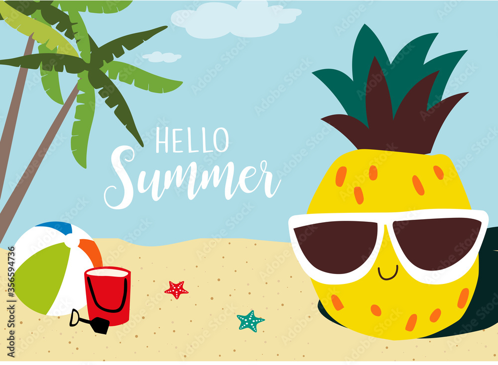 Summer Background Cartoon Illustration Vector Stock Vector | Adobe Stock