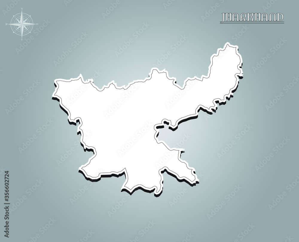 JHARKHAND map , indian state map black out line with paper cutting on ...