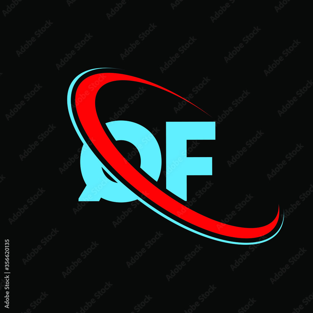 QF Q F letter logo design. Initial letter QF linked circle uppercase ...
