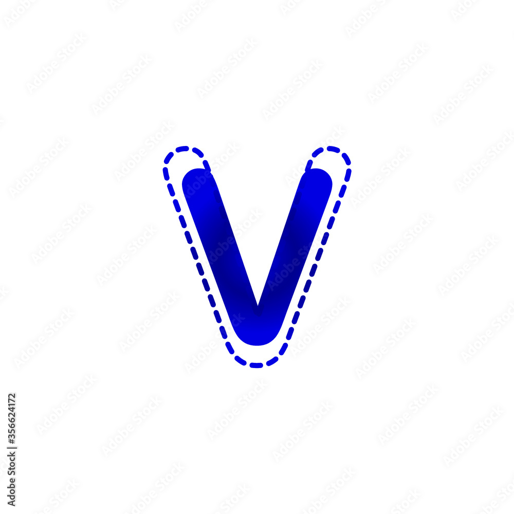 Vector Design of Blue Dotted V Alphabet.Creative Idea of Alphabetic ...