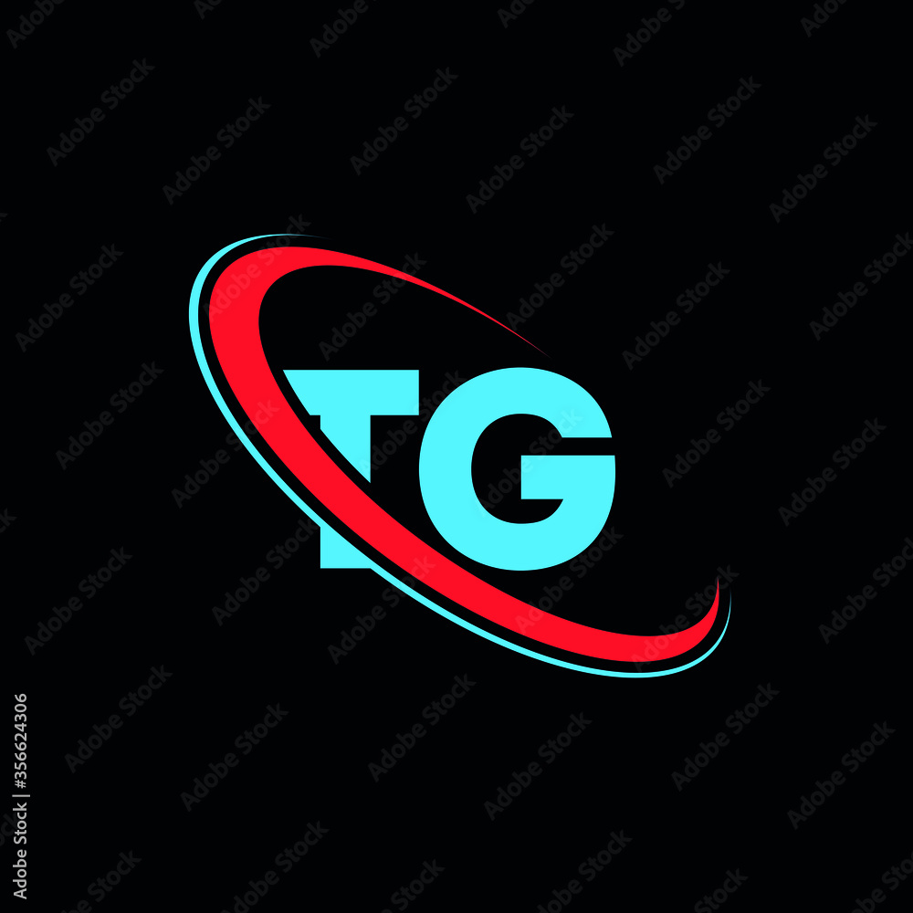 TG T G letter logo design. Initial letter TG linked circle uppercase ...