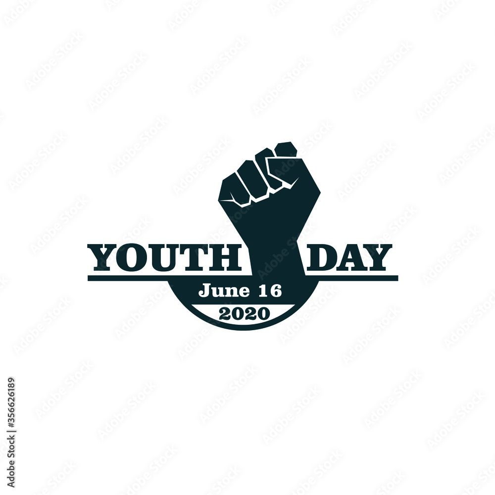 Vector illustration of hand clenched with text and half circle sign ...