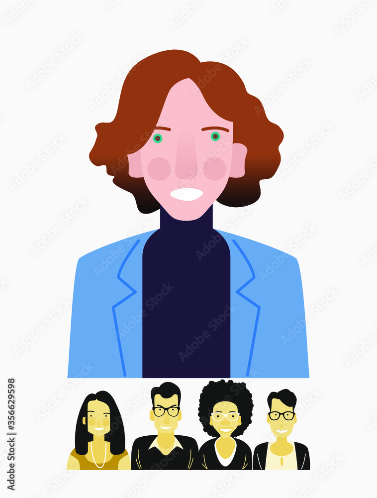 Bright person portrait. Avatars set. Hand drawn flat style ...