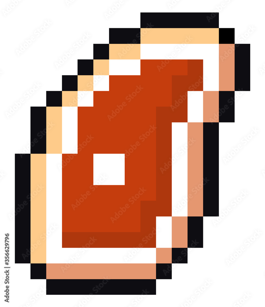 Slice meat pixel art. Pork on bone 8 bit. Vector piece of beef ...