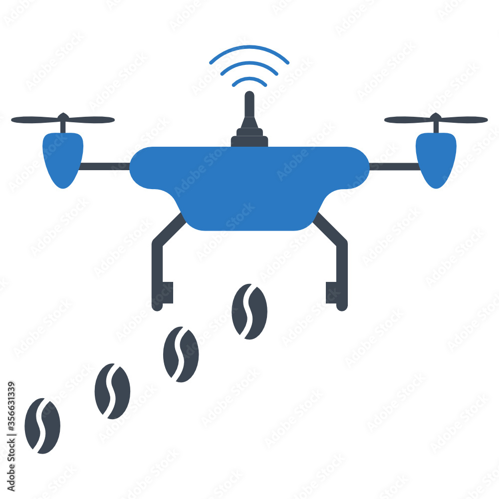 Drone is firing seed missiles across fields concept, Smart Farming ...