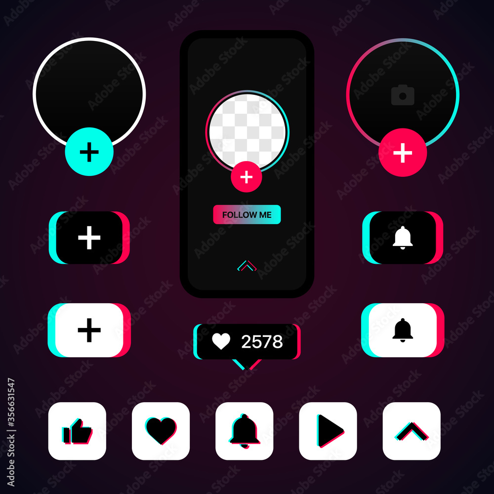 TikTok Social Media Set. TikTok Duotone Icons. TikTok Elements. Swipe ...