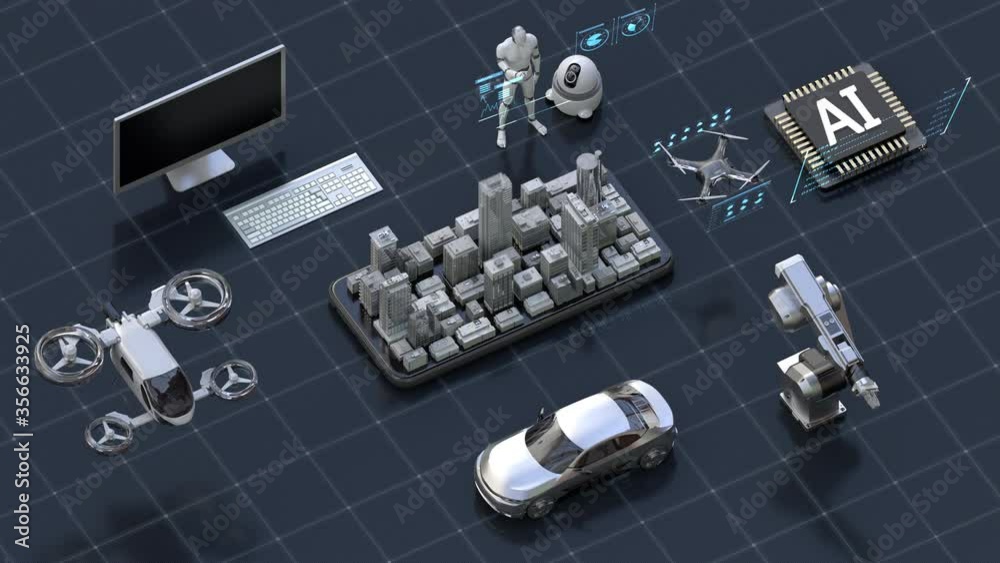 Smart Buildings are made from mobile phones, AI robots machine that ...