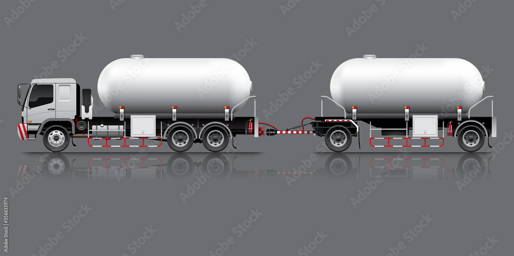 VECTOR EPS10 - fuel tanker trailer truck template, 3+2 axle, 18 wheels ...